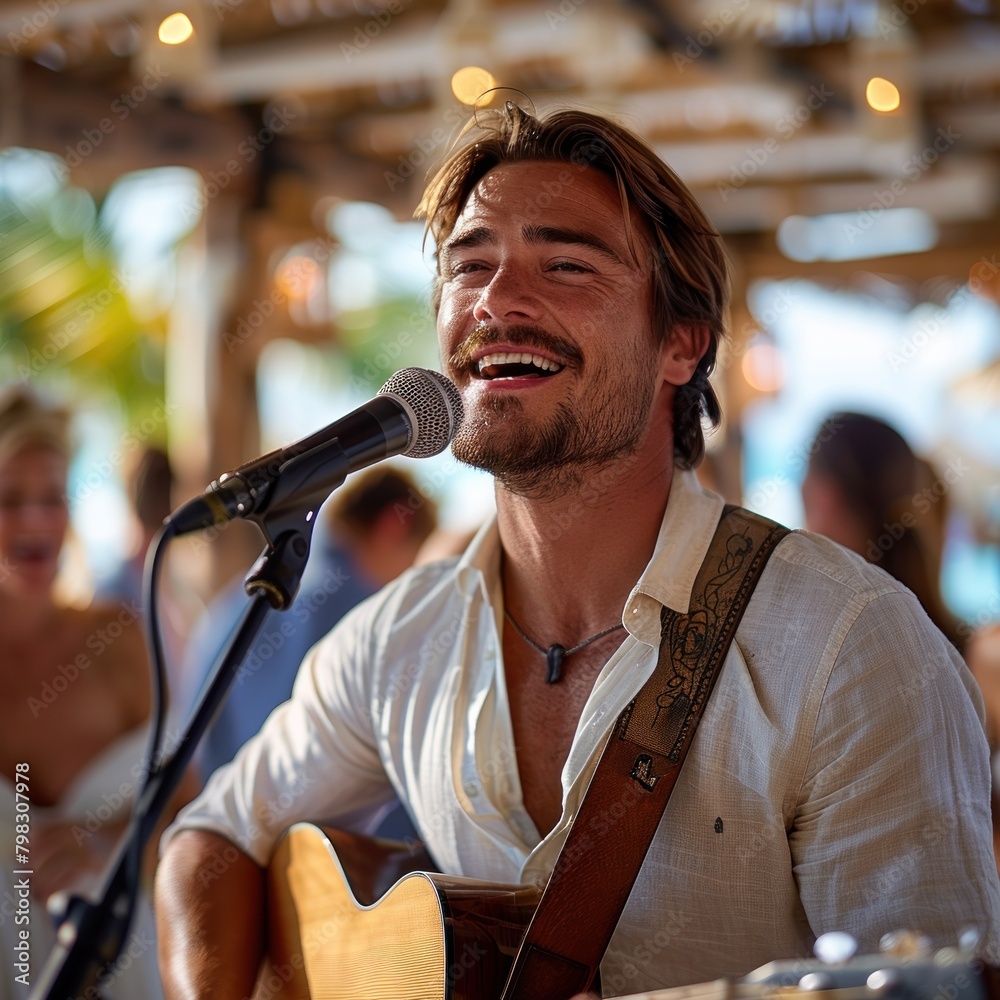 The wedding singer started singing at a luxurious wedding event on the ...