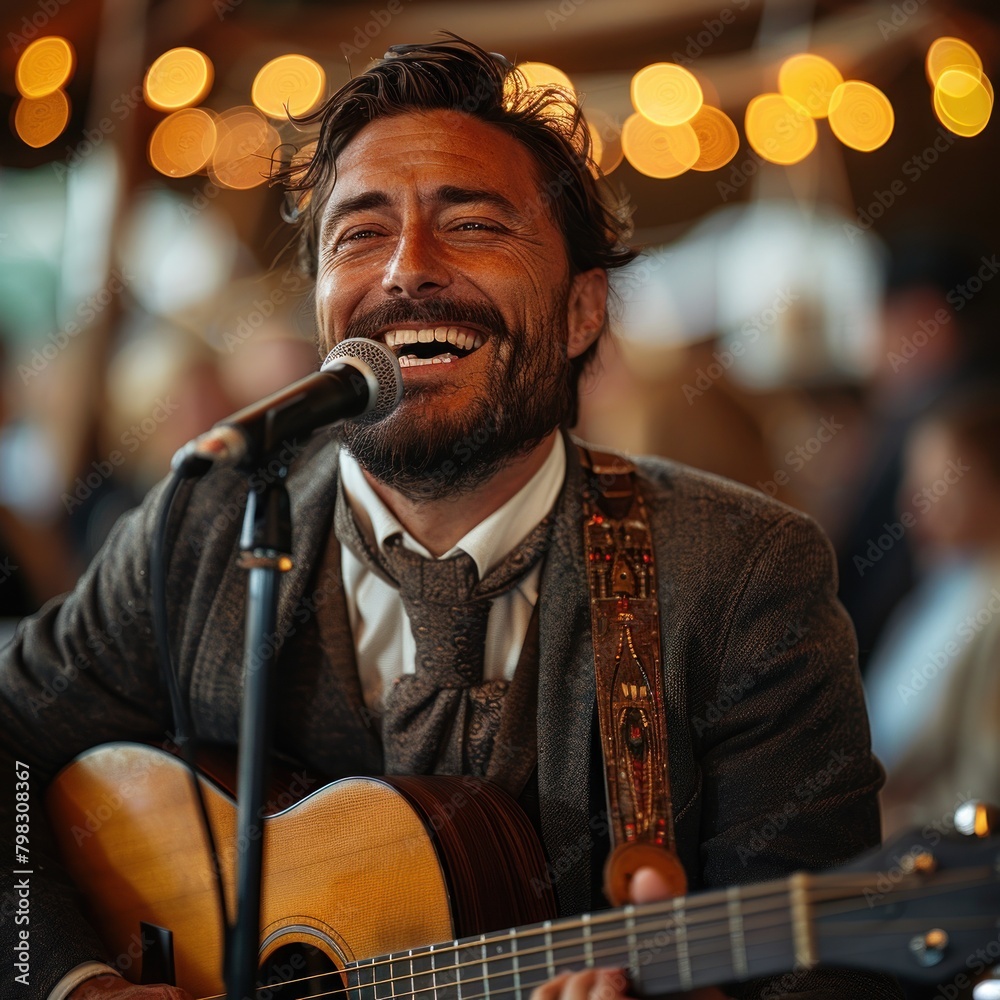 The wedding singer started singing at a luxurious wedding event on the ...