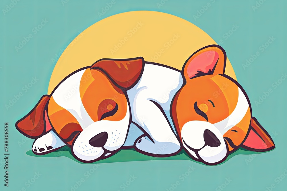 Isolated Sleeping Dog Vector - Animal Nature Icon Concept - Cute Cartoon for Children's Art ...