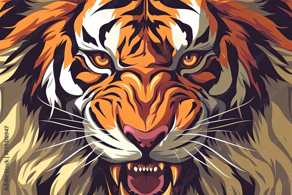 Wildcat Power: Stylized Vector Illustration of Lion and Tiger Essence ...