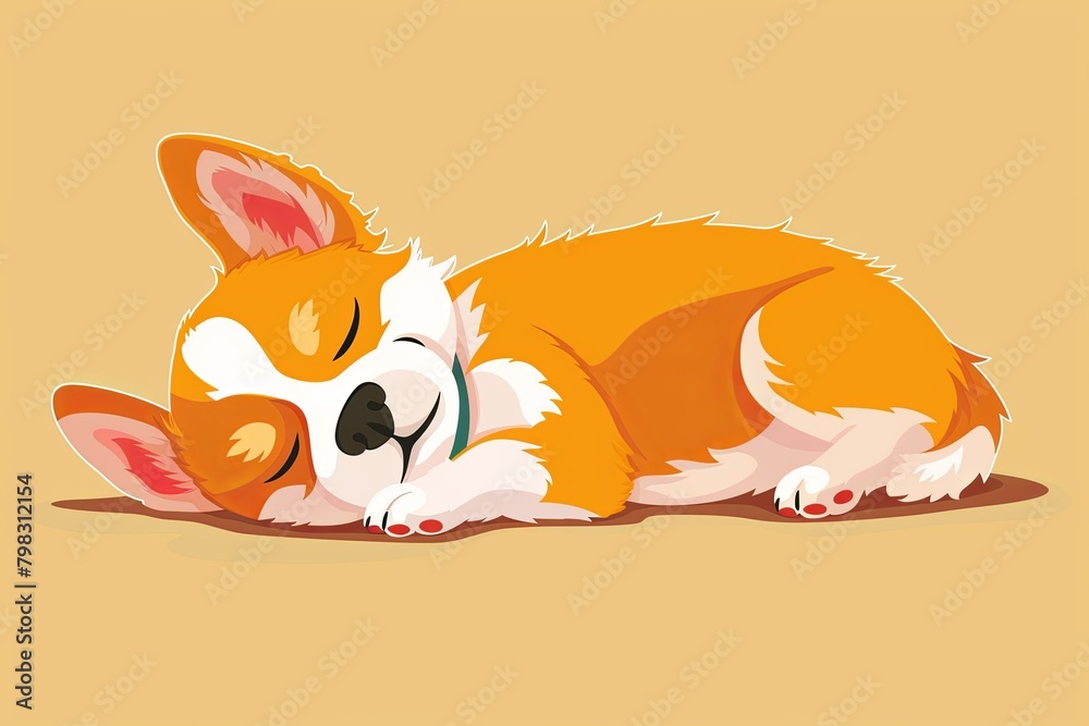 Sleeping Dog Vector - Serene Nature Icon for Children - Cartoon Love ...