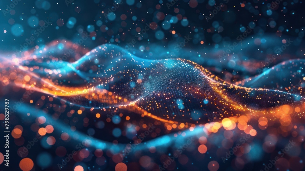 Abstract wave moving point flow particles, high tech background design ...