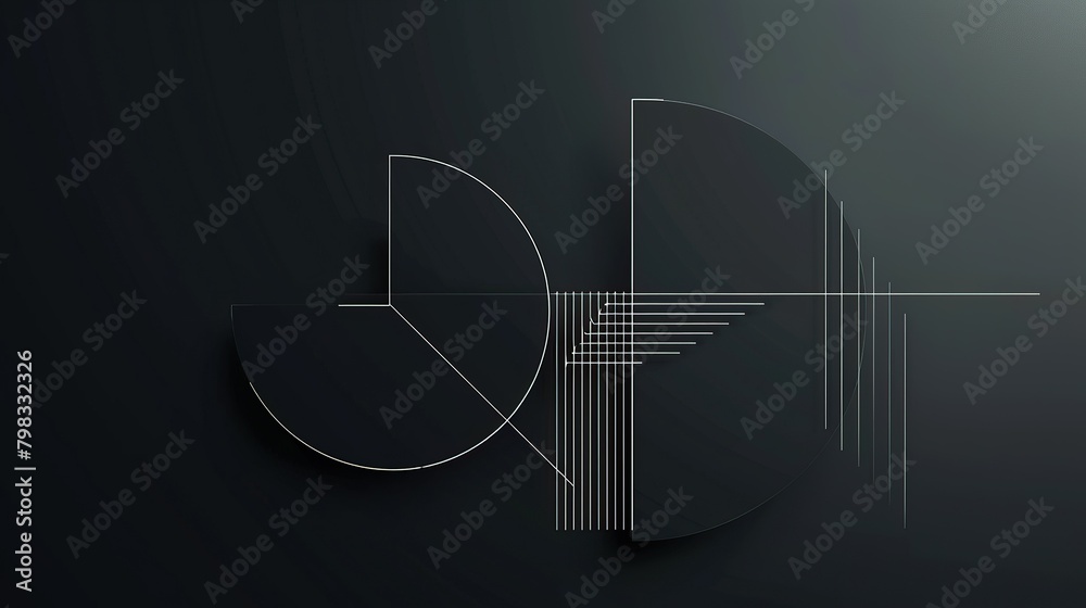 flat abstract logo design technical drawing with dimensioning lines ...