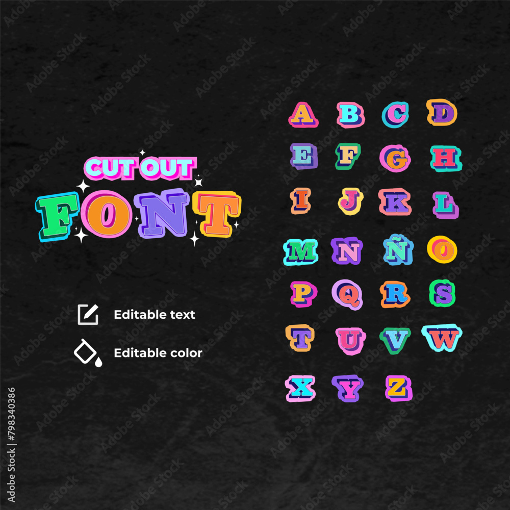 Aesthetic Magazine Cut Out Letters, Vibrant Colors Font | Editable ...