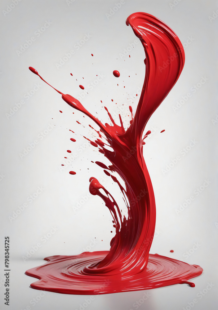 Texture of red paint stroke, splattered on invisible surface, isolated ...