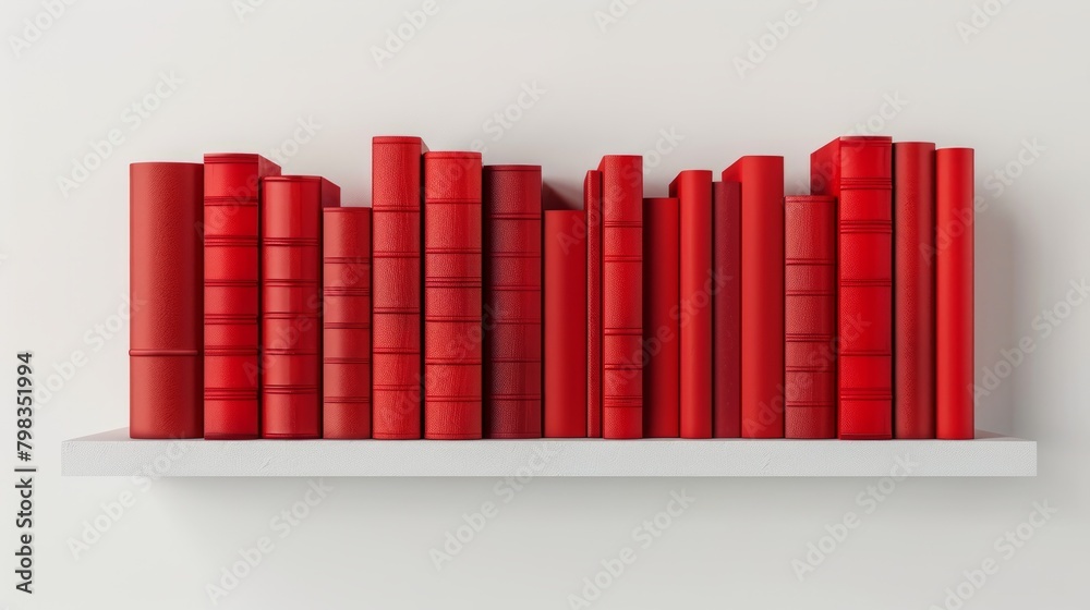 ภาพประกอบสต็อก Arrange the pile of red books on the shelf. Position the ...