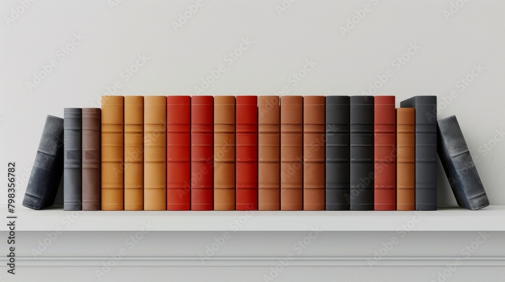 Arrange the pile of Assorted colors books on the shelf. Position the ...