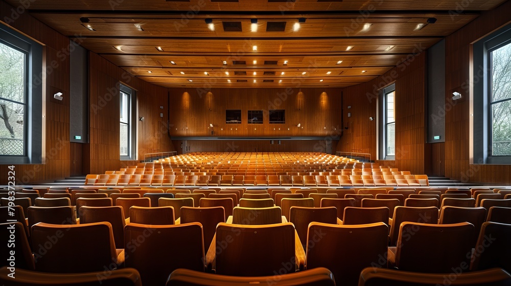 Ultra-wide angle shot, high detail capture of the auditorium's ...