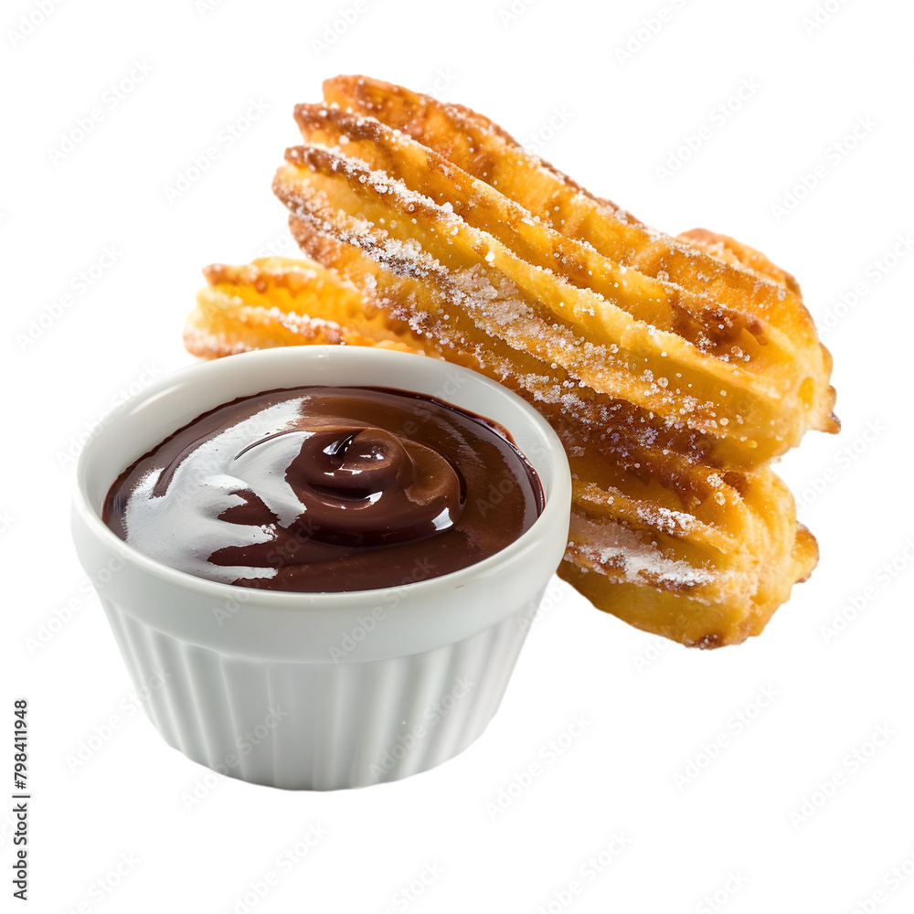 A traditional Spanish churro, coated with sugar and served with ...