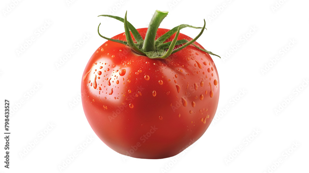 Ultra HD capture of a glossy, perfectly round red tomato, highlighting ...