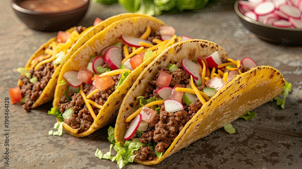Enjoy delicious ground beef tacos filled with crisp romaine lettuce ...