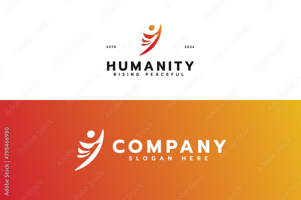 creative colorful human and bird symbol logo design vector illustration ...