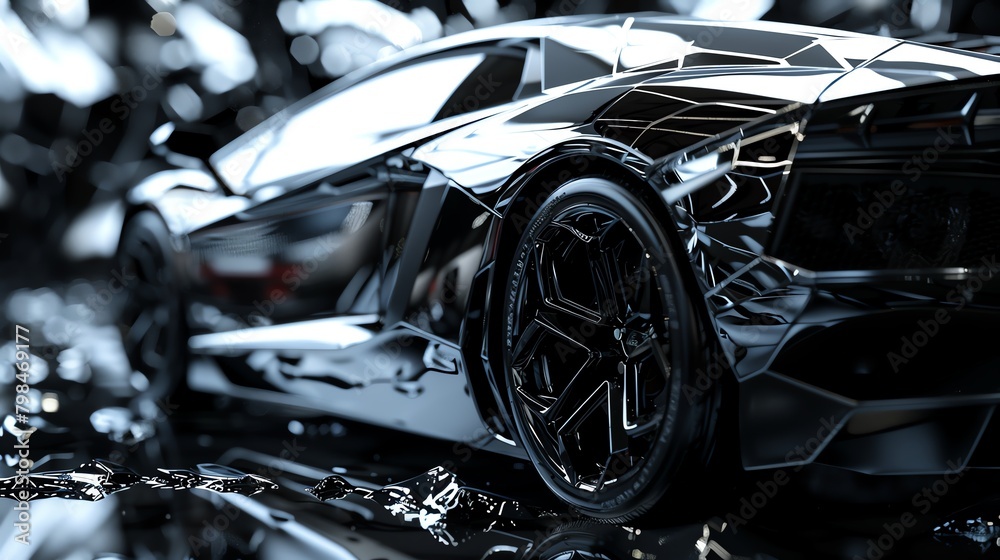 Delve into the depths of the mind with a sleek, black luxury sports car ...