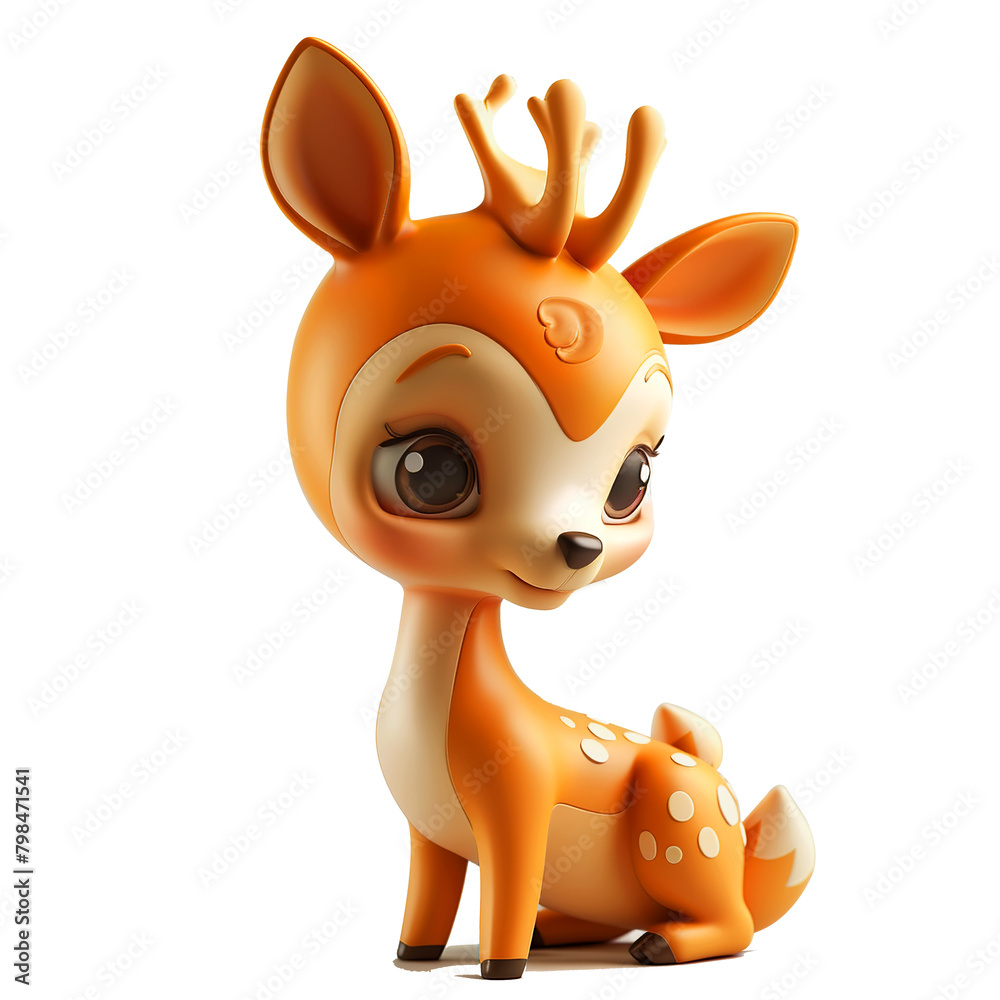 3D Mouse deer cartoon Character. Realistic deer toon 3D model Stock ...