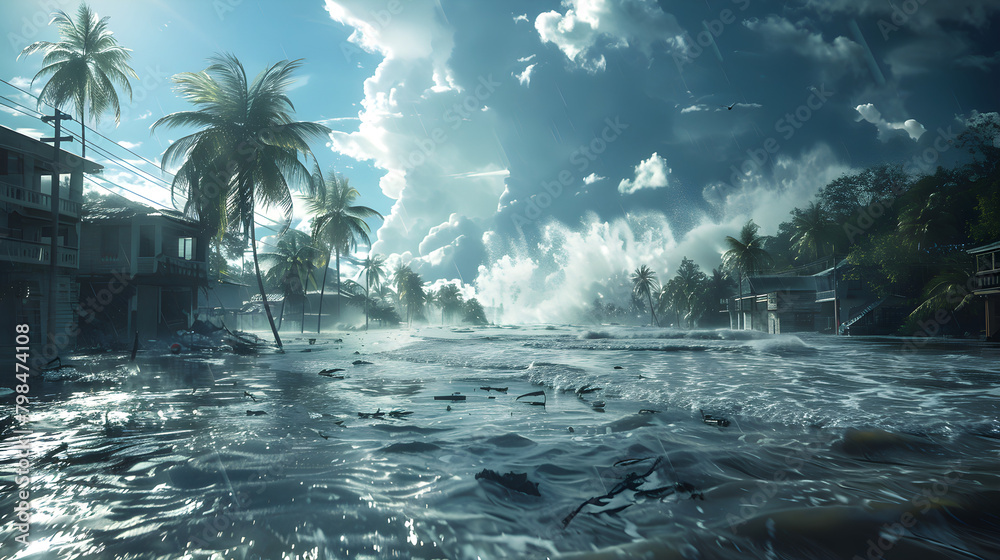 A picture showing the devastation caused by a strong wind hurricane and ...