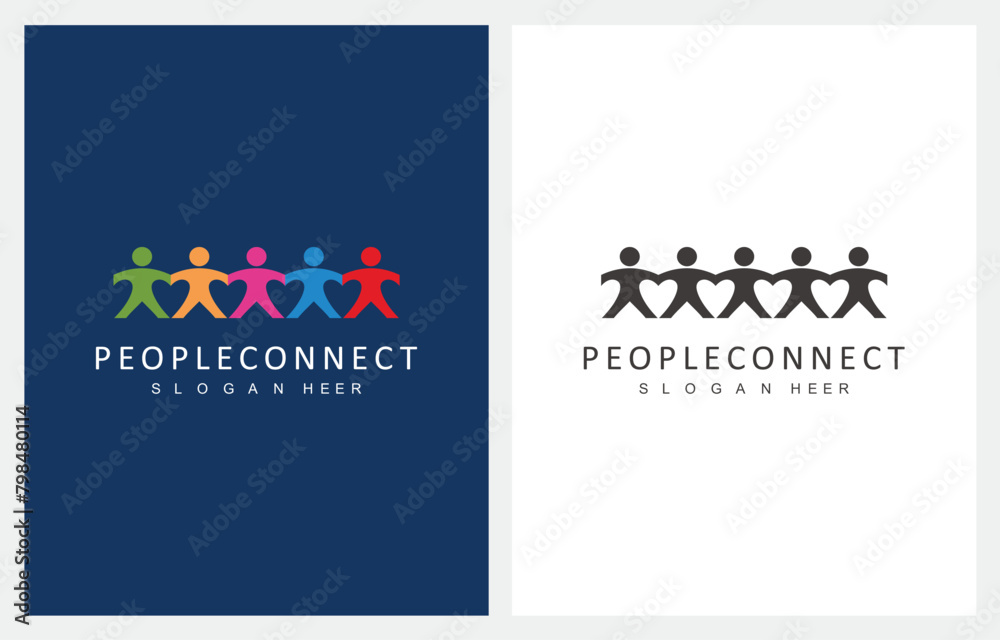 People Connect Group logo design vector icon for teamwork, unity ...