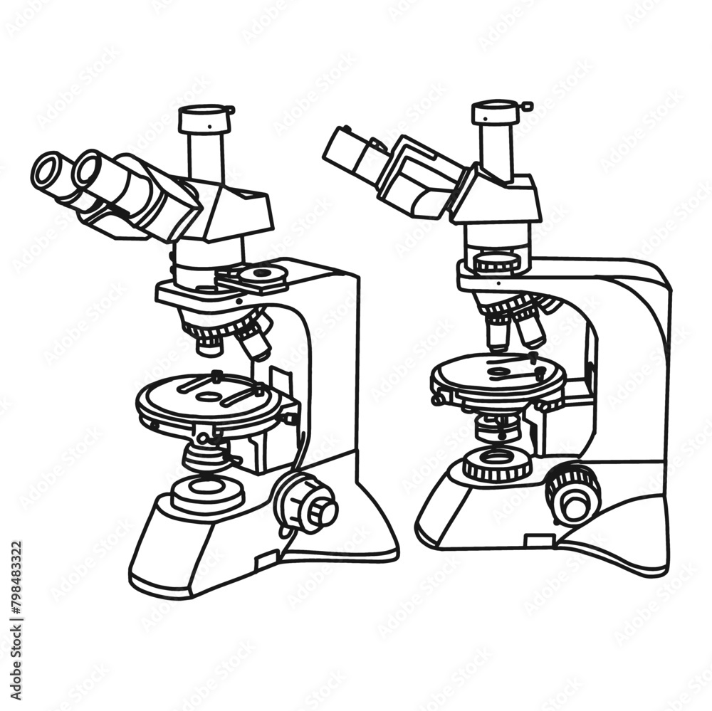 Vector illustration Polarizing Microscope hand drawn sketch laboratory ...