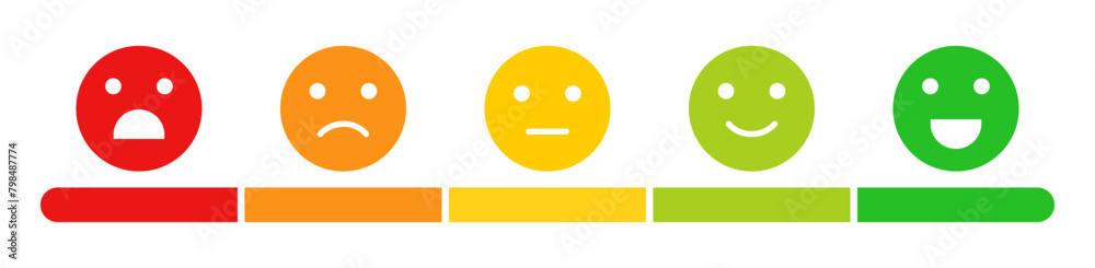 feedback, rating emojis vector icon. set in different colors. set of ...