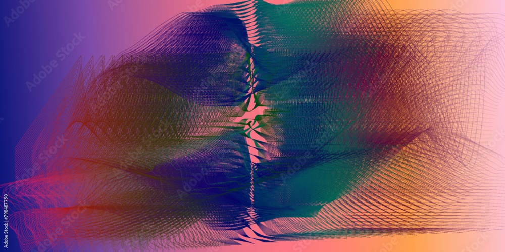 Colorful abstract digital waves dynamic vector background, color curve ...