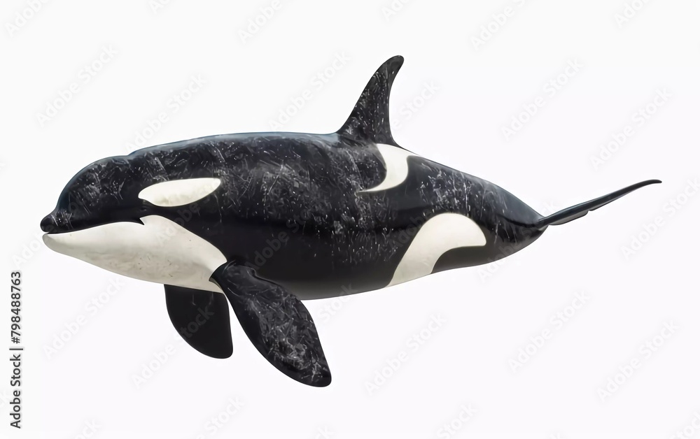 Isolated killer whale orca closing mouth left side view on white ...