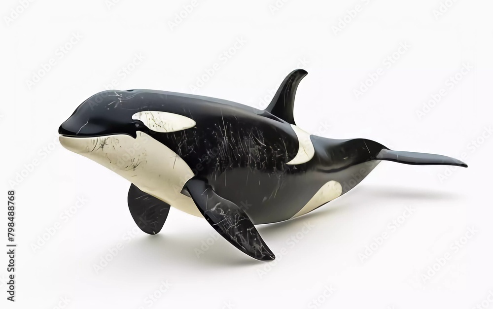 Isolated killer whale orca closing mouth left side view on white ...