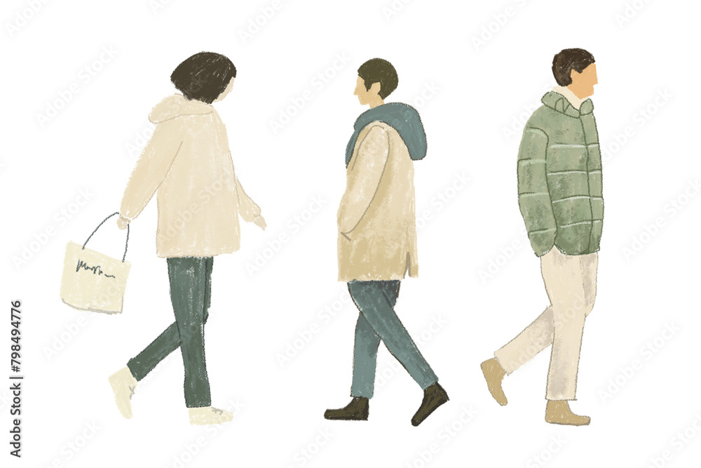 People walking, daily life, pencil drawing. PNG with transparent ...