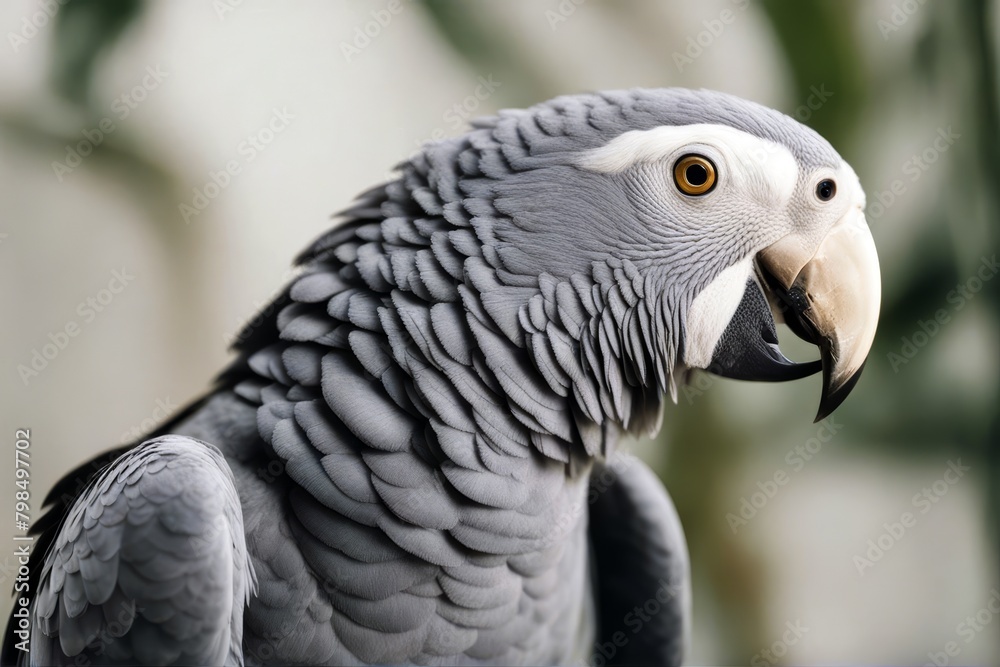 'jaco gray background white parrot isolated bird talking grey beak ...