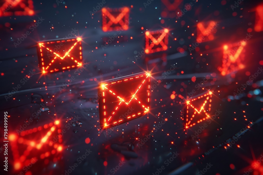 A cluttered email mailbox with numerous unsolicited messages, each ...