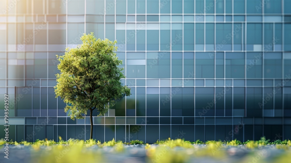 office building with tree for reducing carbon dioxide, Eco green ...