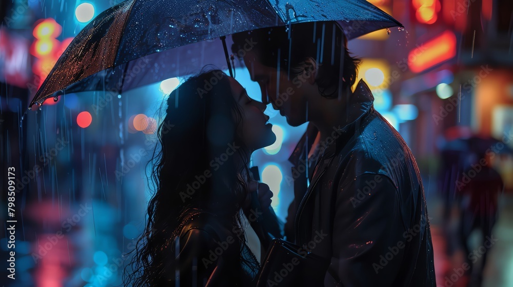 Produce a striking scene of a romantic narrative with unexpected camera ...