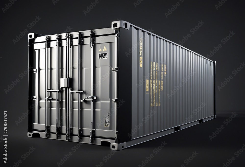 front 3d one cargo rendering black lit closed standing container mly ...