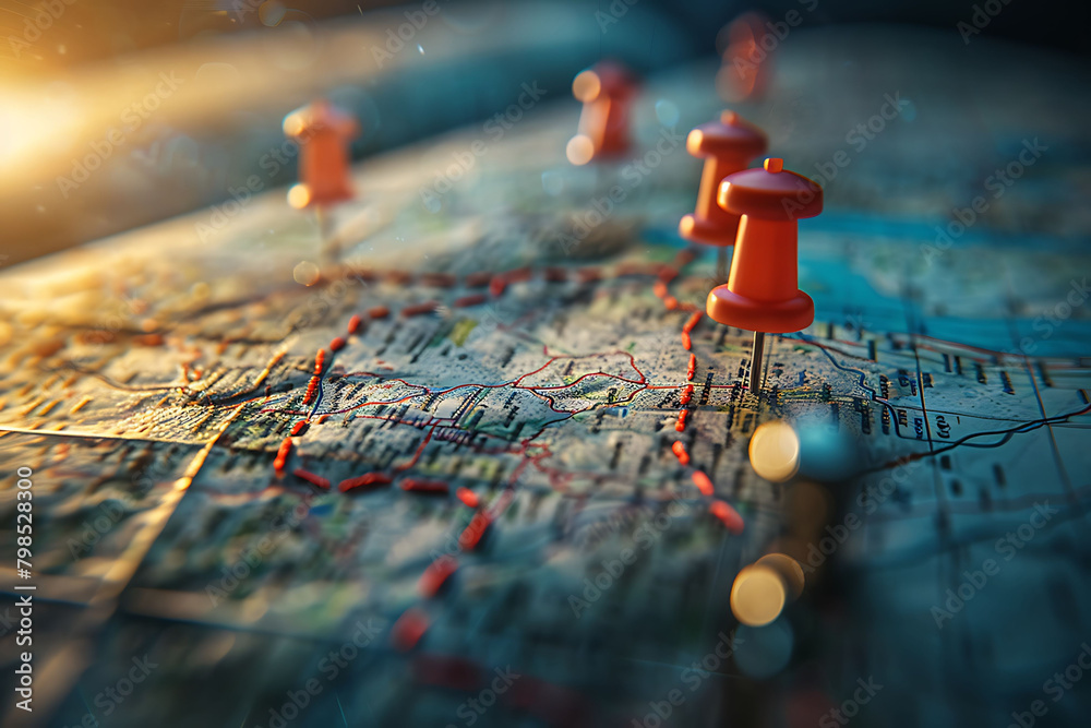 Embroidered red pins on a calendar event Planner calendar,clock to set ...