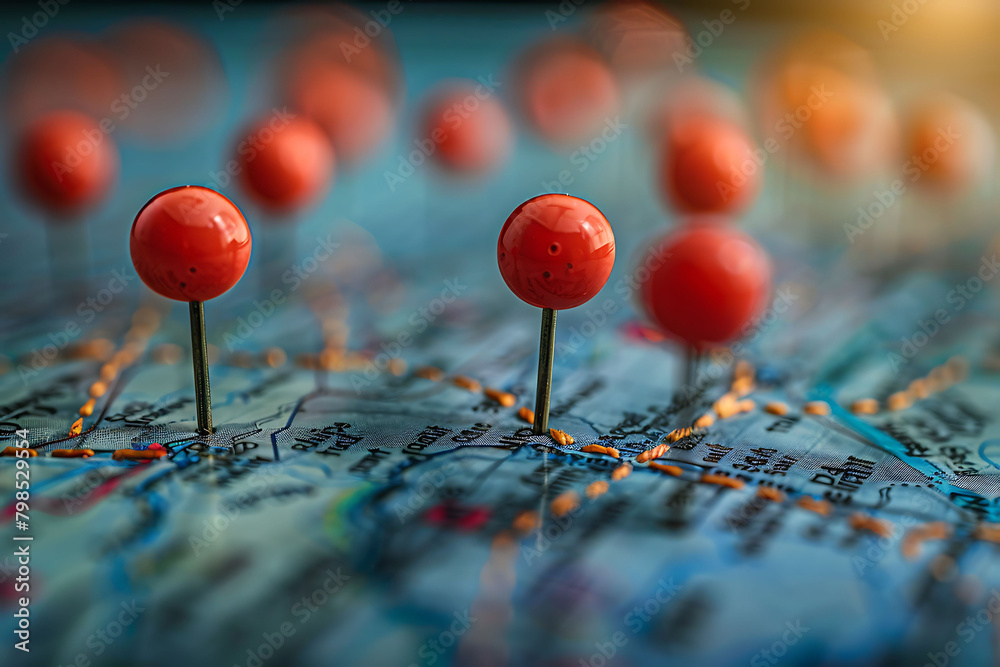 Embroidered red pins on a calendar event Planner calendar,clock to set ...