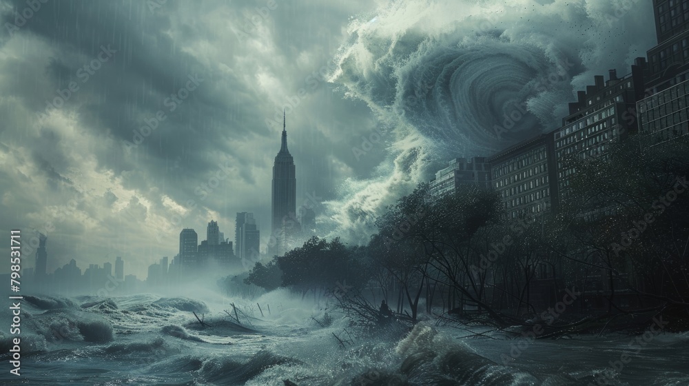 Dramatic Hurricane Devastation in Coastal City: Urgency of Global ...