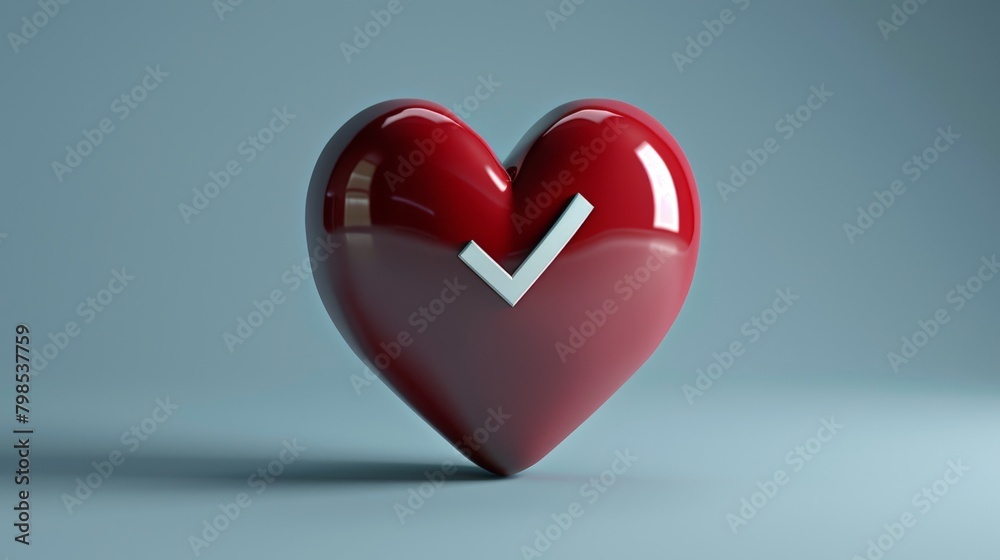 A minimalist heart symbol with a checkmark beside it, conveying a ...