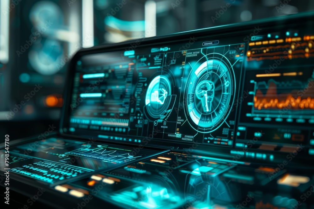 The image shows a control panel with a lot of buttons, switches, and ...