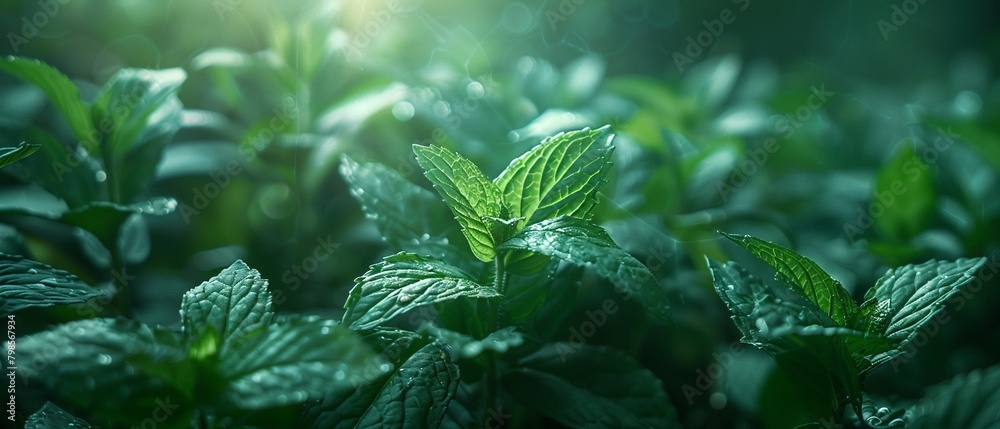 Create a 4k digital photo of an Organic Peppermint Mentha piperita ...