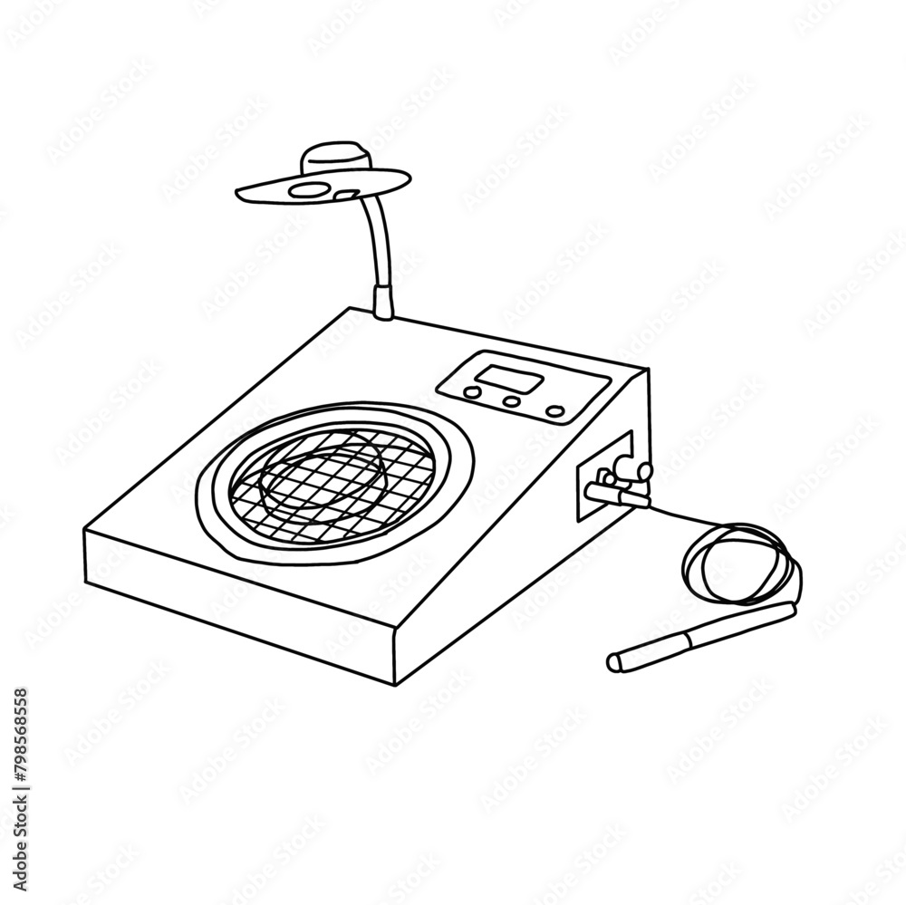 Vector illustration Colony counter hand drawn sketch laboratory tools ...