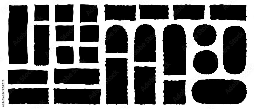 Vector hand drawn wobbly frame shapes. Torn paper form backgrounds ...