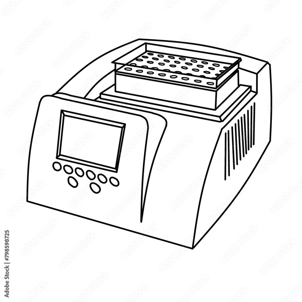 Vector illustration shaker incubator combo hand drawn sketch laboratory ...