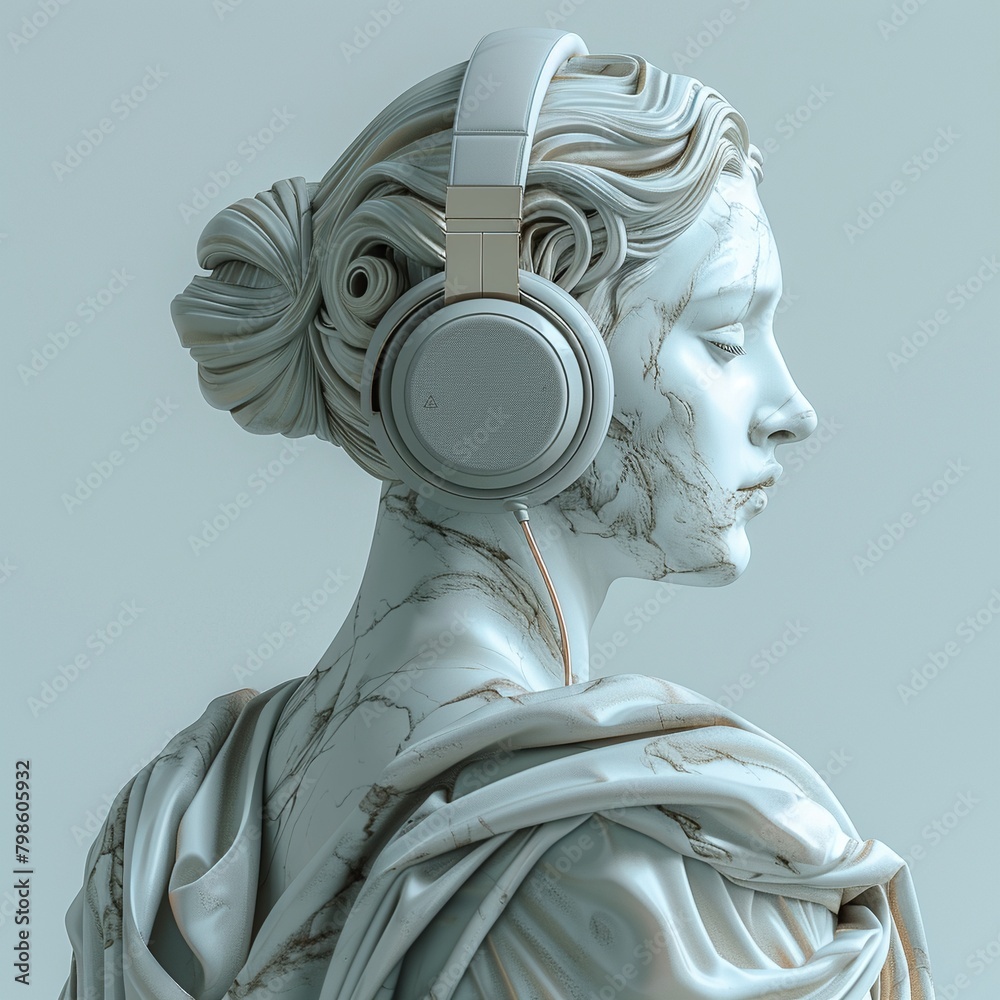 An artistic rendering of an abstract fictional ancient female statues ...