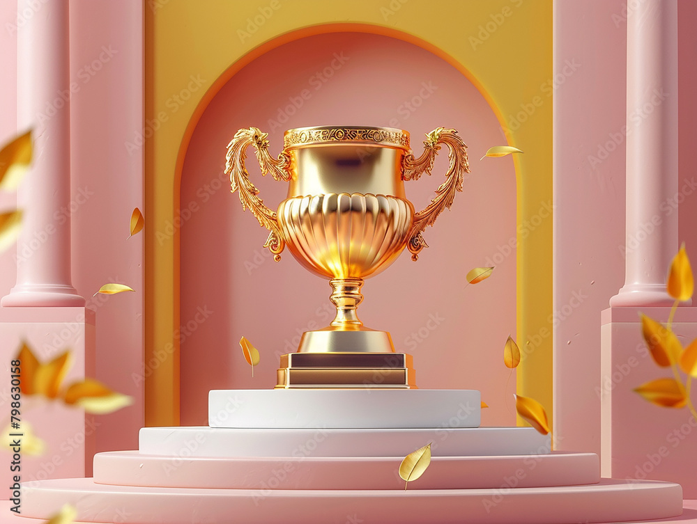 Winner award podium prize silver gold trophy win champion pedestal ...