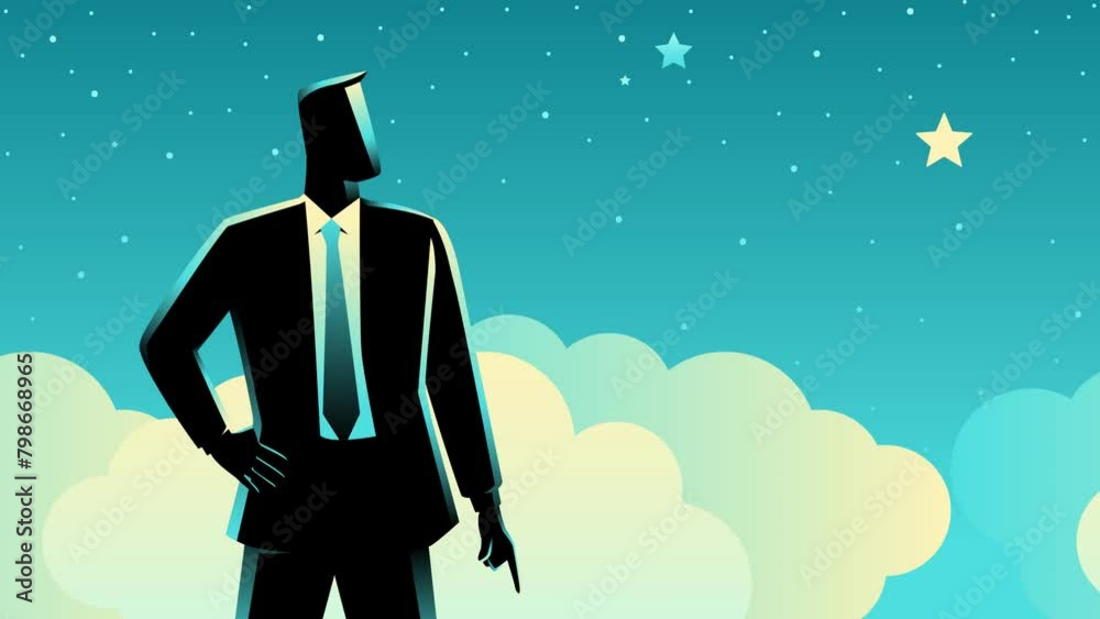 Motion graphic featuring a determined businessman pointing towards a ...