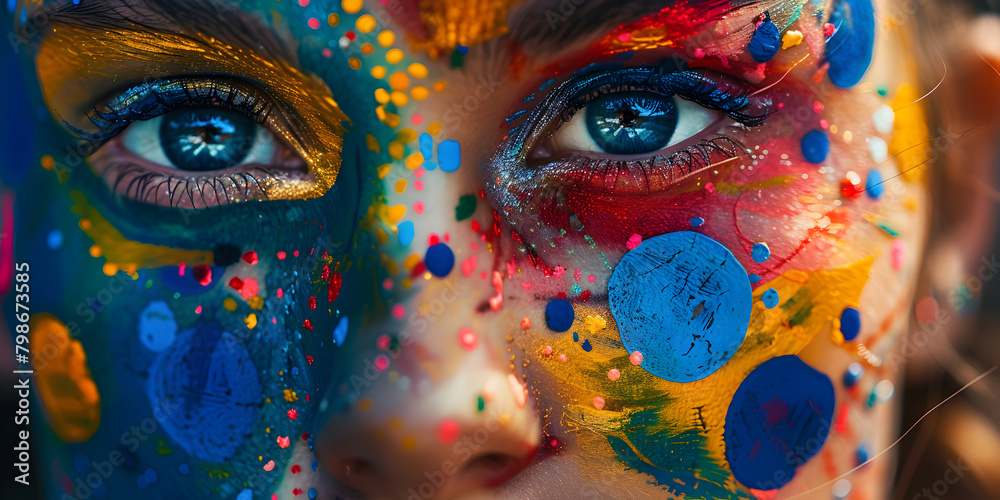 Multicolored skin, difficult to identify. Creative makeup with colorful ...