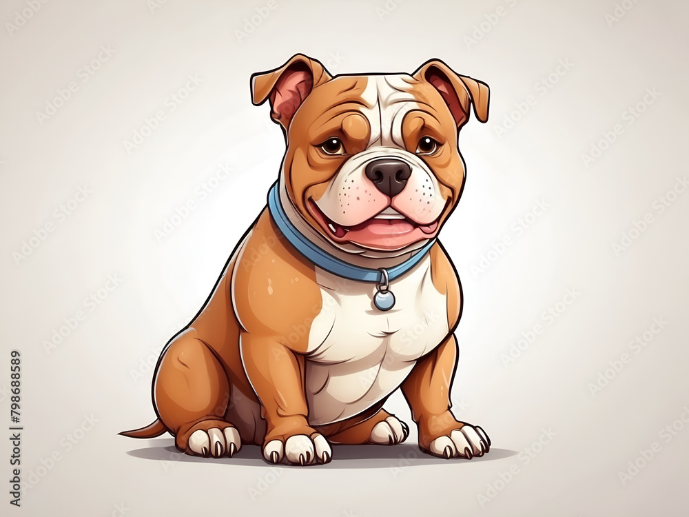 American Bully Dog in cartoon style. Cute American Bully isolated on ...