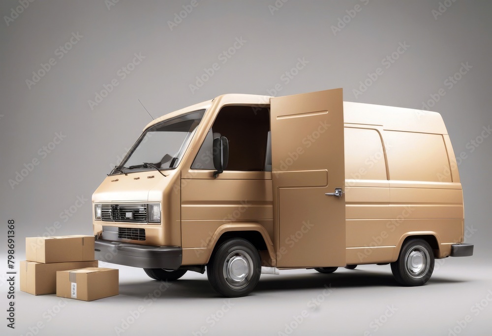 'van trunk isolated open ramp boxes lowered moving background cardboard ...
