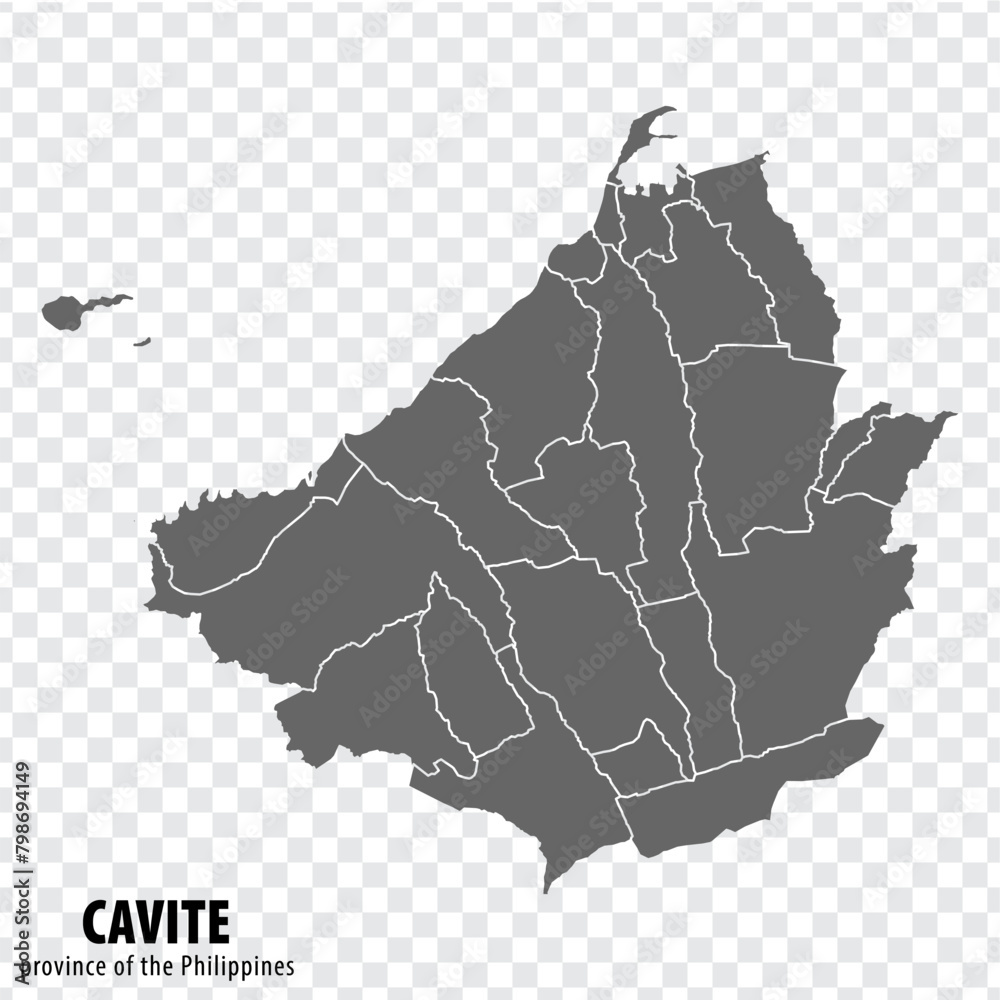 Blank map Cavite of Philippines. High quality map Province of Cavite ...
