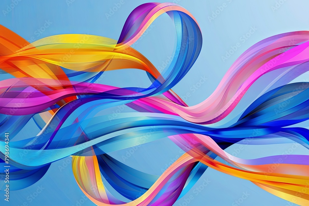 Fluid Ribbon Waves: Abstract Twisted Ribbon Background with Vibrant ...