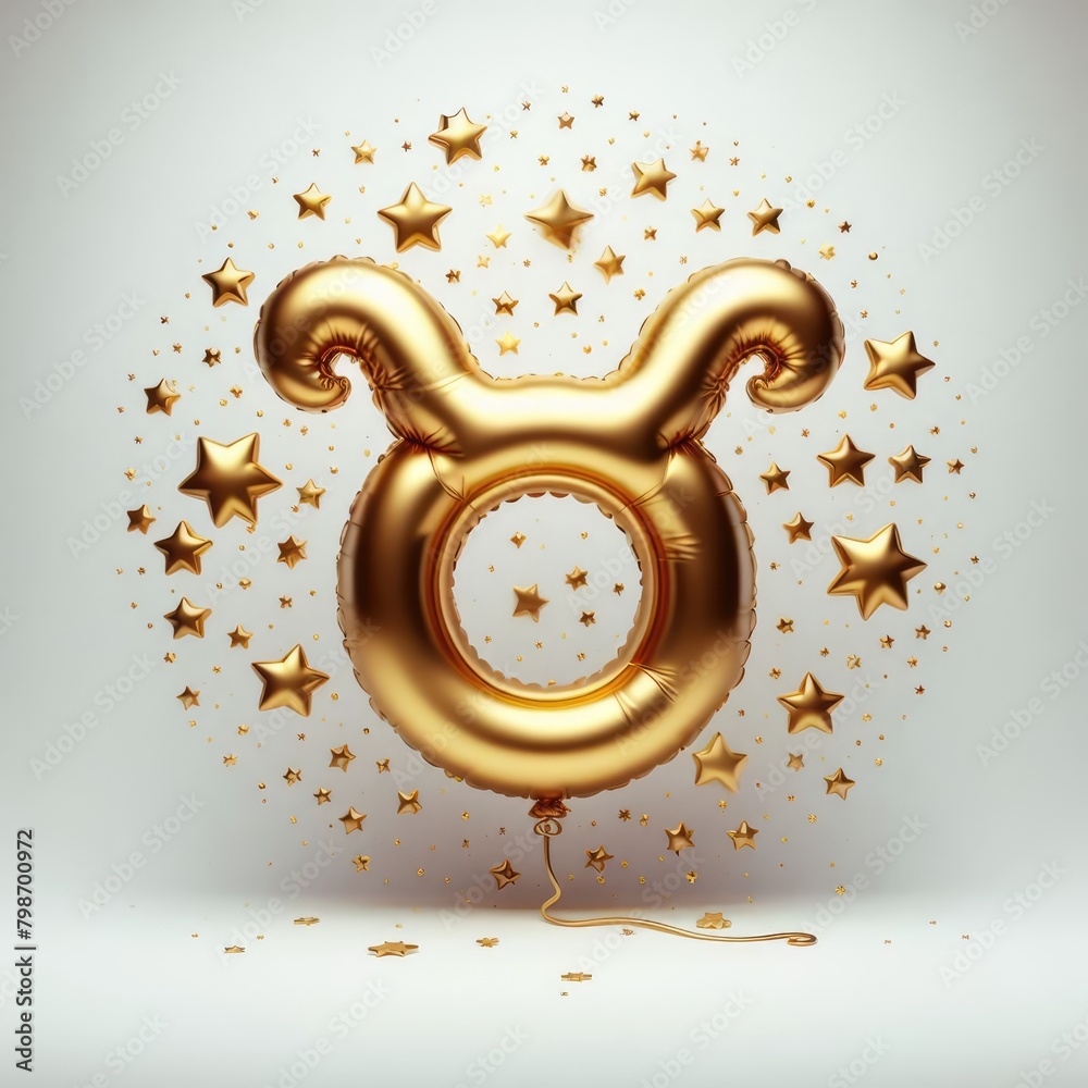 Golden Aries zodiac sign, 3D golden zodiac sign in the form of a ...