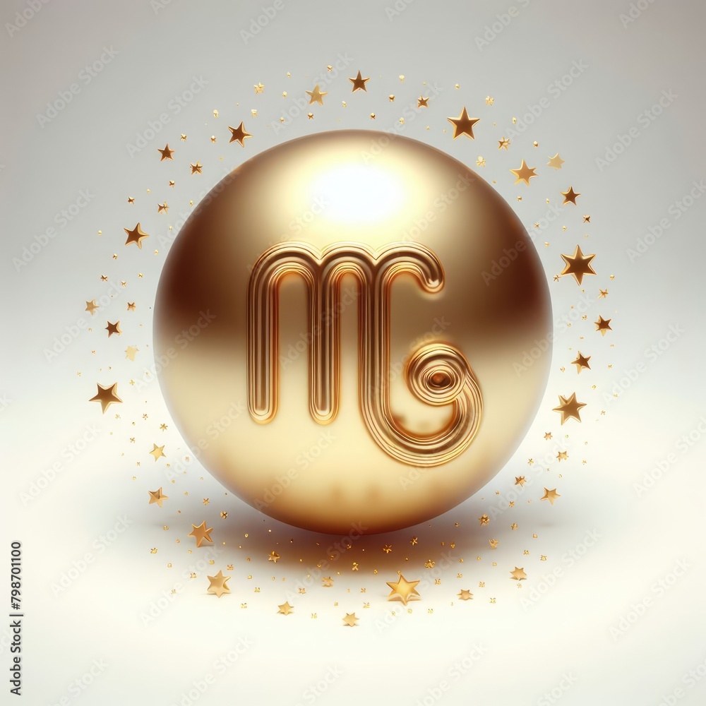 Golden scorpio zodiac sign, 3D golden zodiac sign in the form of a ...